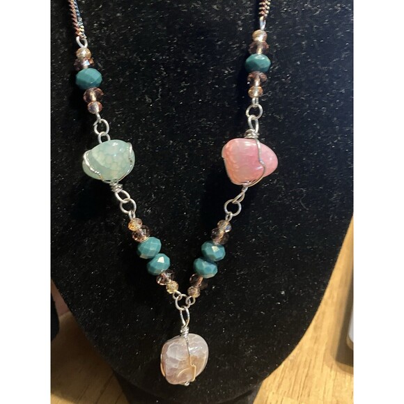 Halston Heritage | Jewelry | H By Halston Necklace Pink Blue Wrapped ...